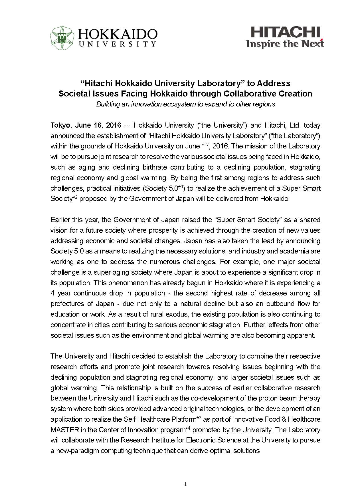 “Hitachi Hokkaido University Laboratory” to Address Societal Issues ...