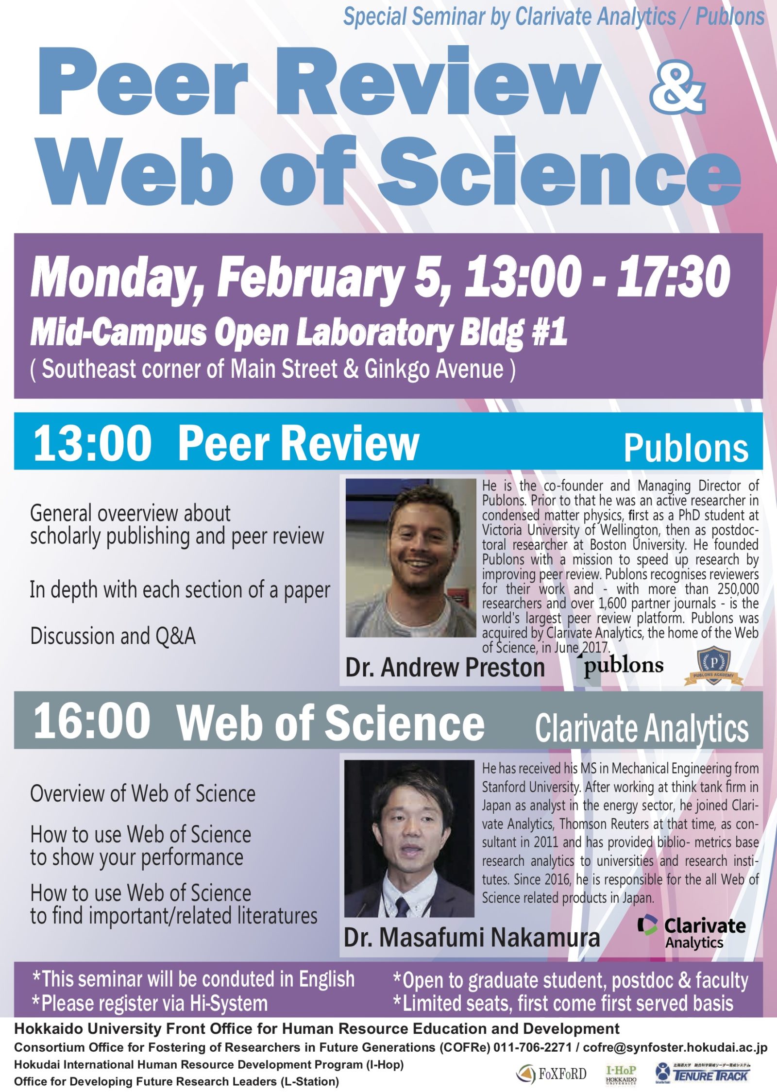 “Peer Review & Web of Science” Special Seminar | Hokkaido University