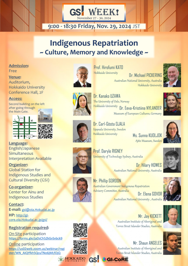 GSI International Symposium “Indigenous Repatriation—Culture, Memory ...